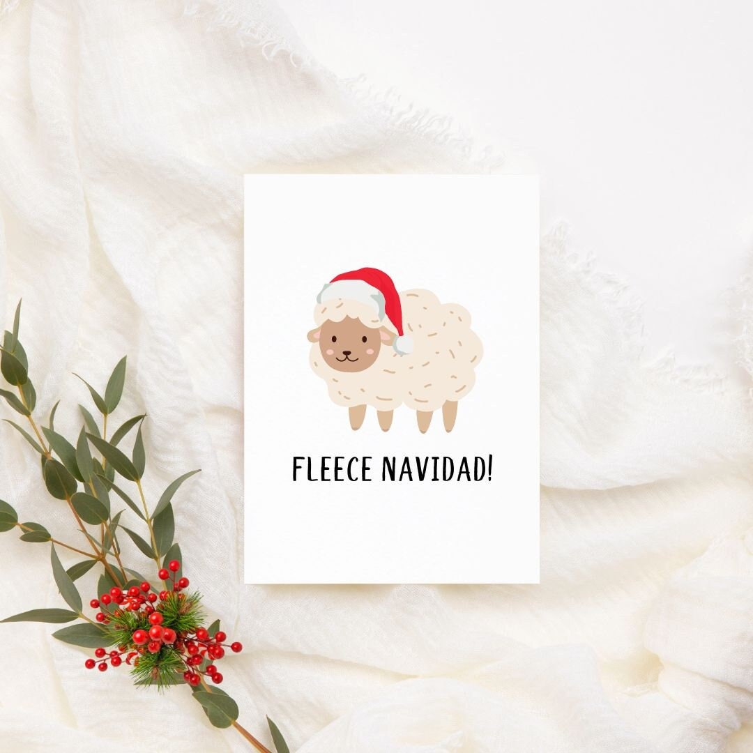 Printable Fleece Navidad Card Christmas Card Funny Sheep Card Funny Pun ...