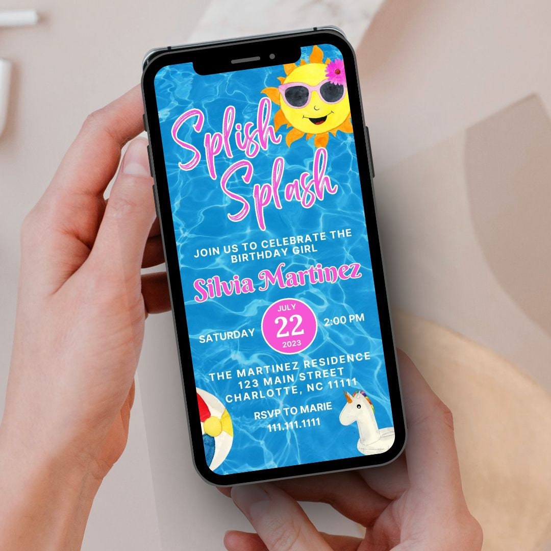 Pool Party Digital Invitation Template Editable Canva - Etsy