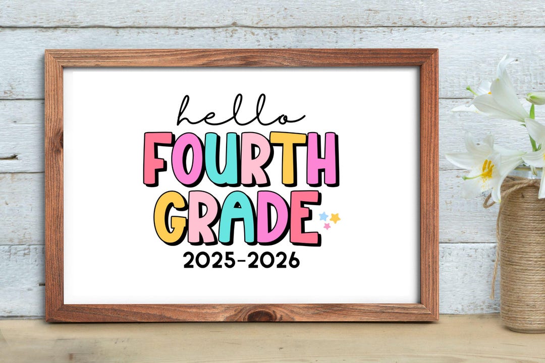 Printable First Day of Fourth Grade 2025 Sign Fourth Grade Sign Hello ...
