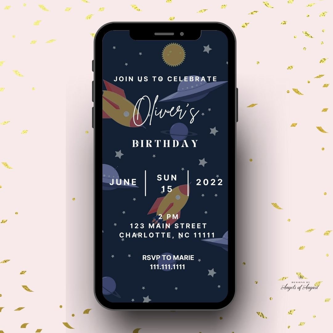 Space Birthday Digital Invitation Editable Template Instant Download ...