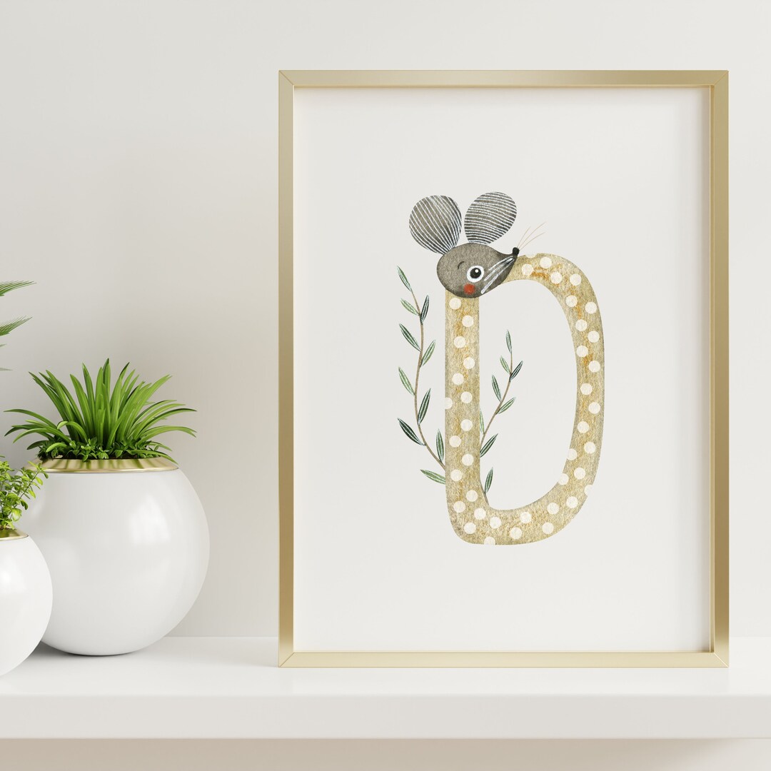 Boho Neutral Letter D Print | First Initial | Monogram Nursery Wall ...