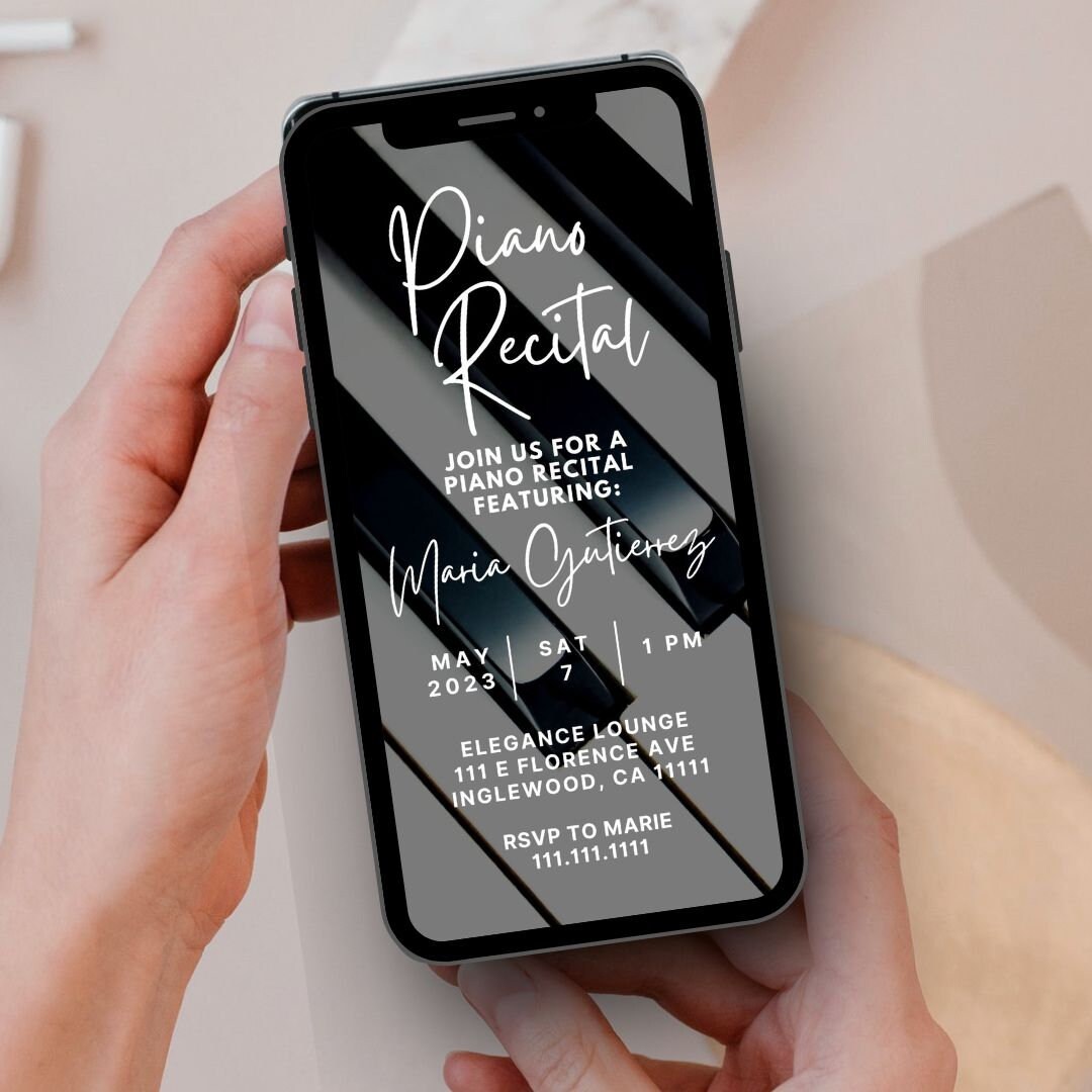 Piano Recital Digital Invitation Canva Editable Template Music Recital ...
