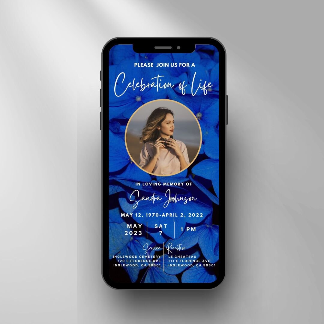 Floral Memorial Invitation Electronic Celebration of Life Funeral E ...