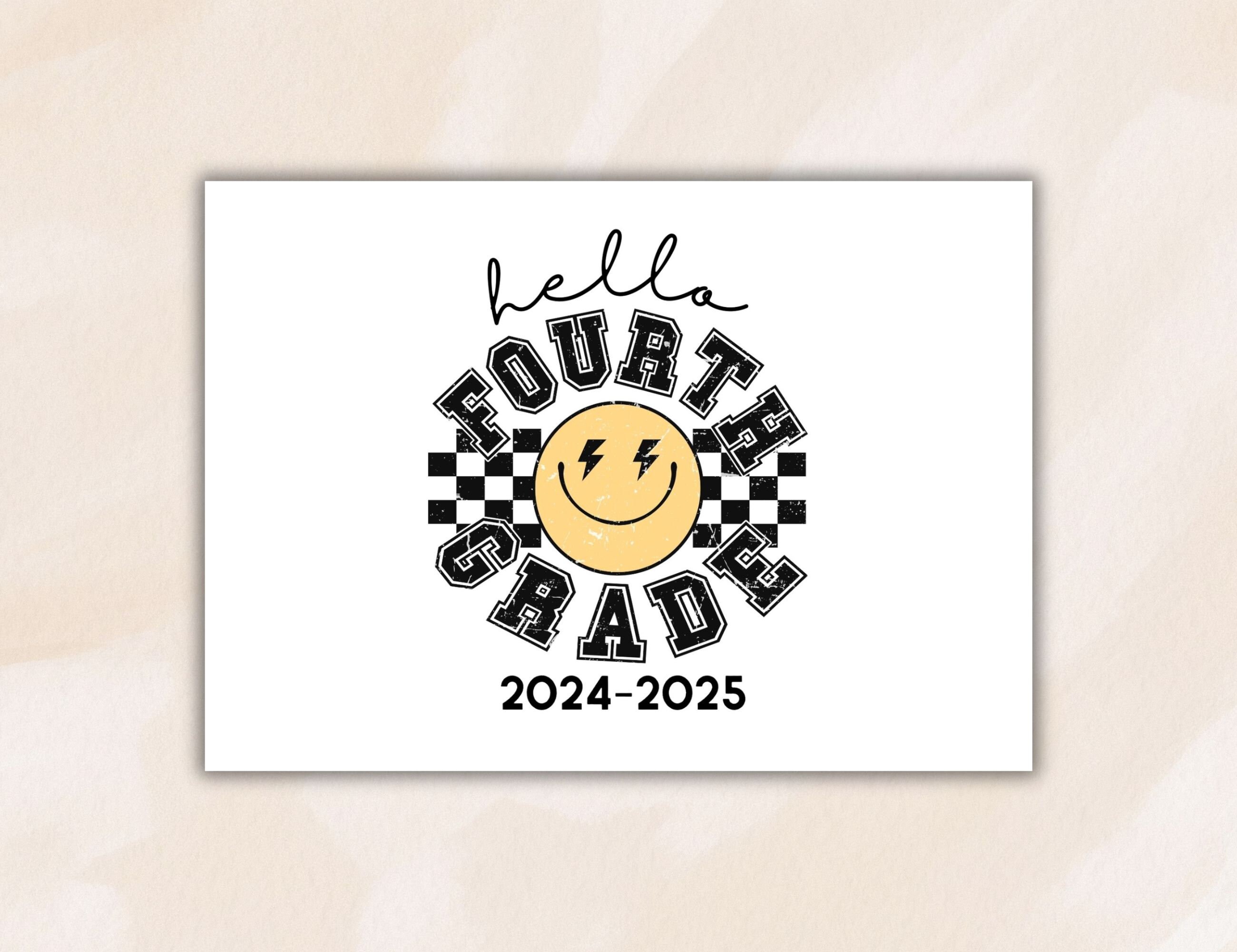 Printable First Day of Fourth Grade 2024 Sign Fourth Grade Sign Hello ...