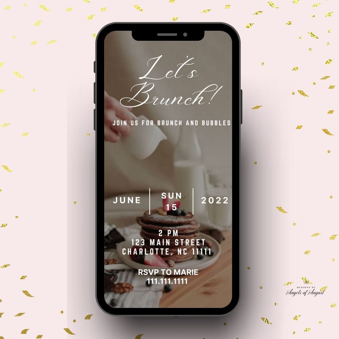 Let's Brunch Video Invitation Coffee Breakfast Editable Invite Instant ...