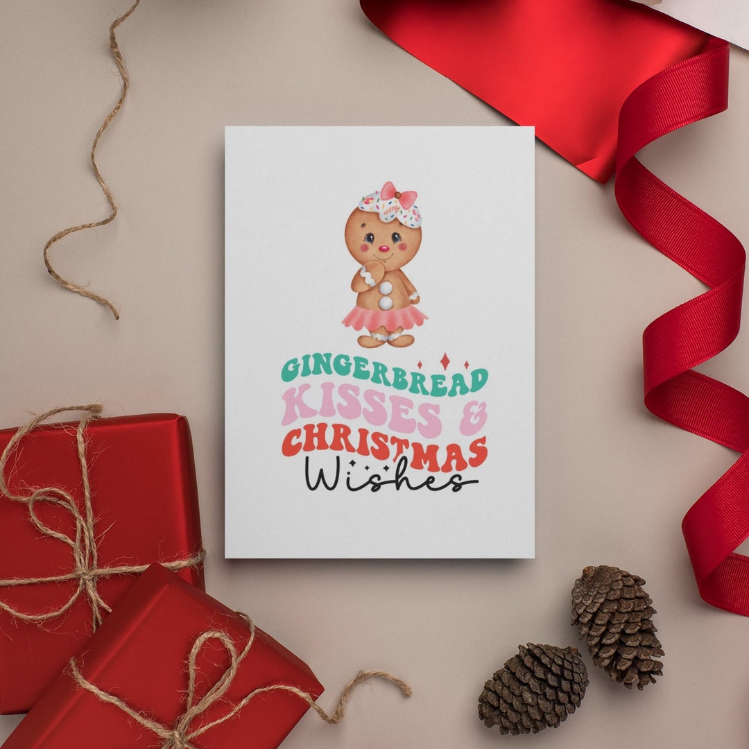 Printable Gingerbread Christmas Card | Instant Download | Retro Card ...