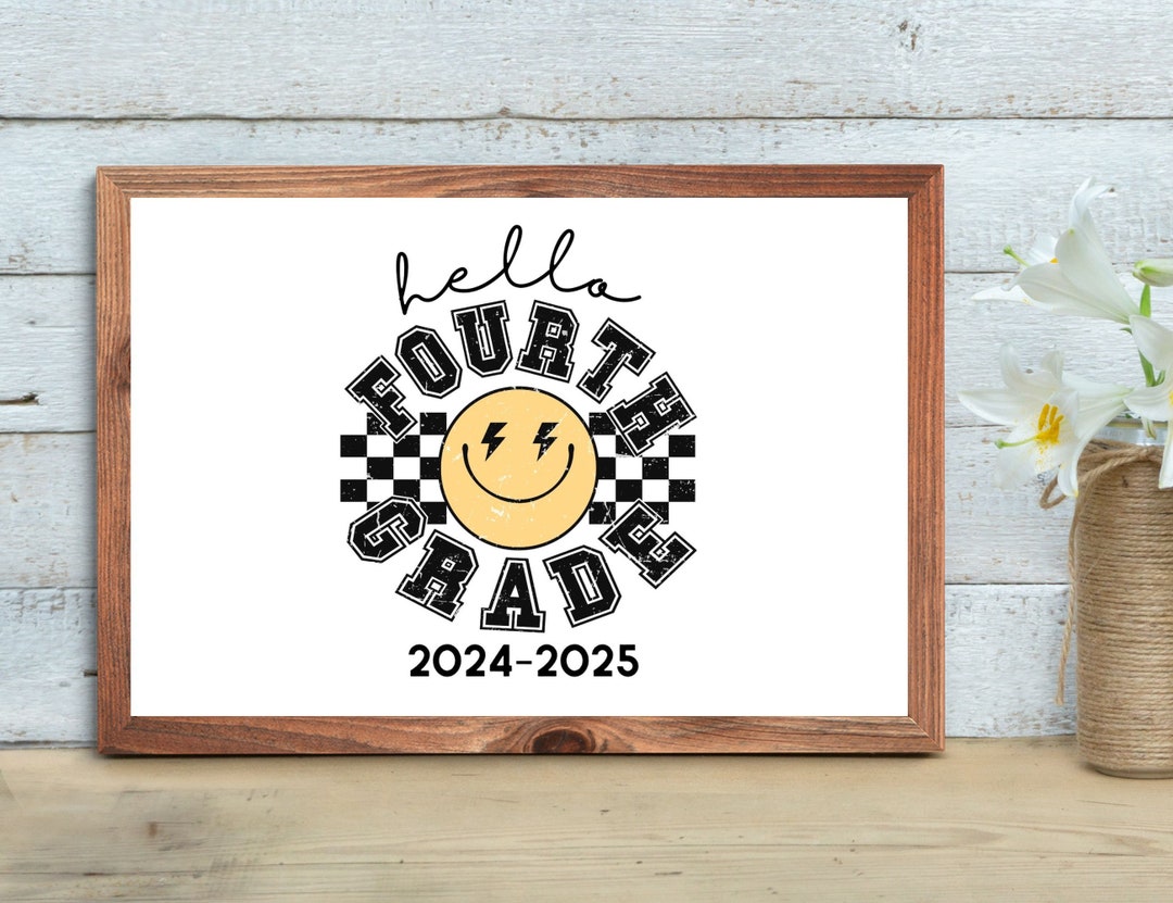Printable First Day of Fourth Grade 2024 Sign Fourth Grade Sign Hello ...