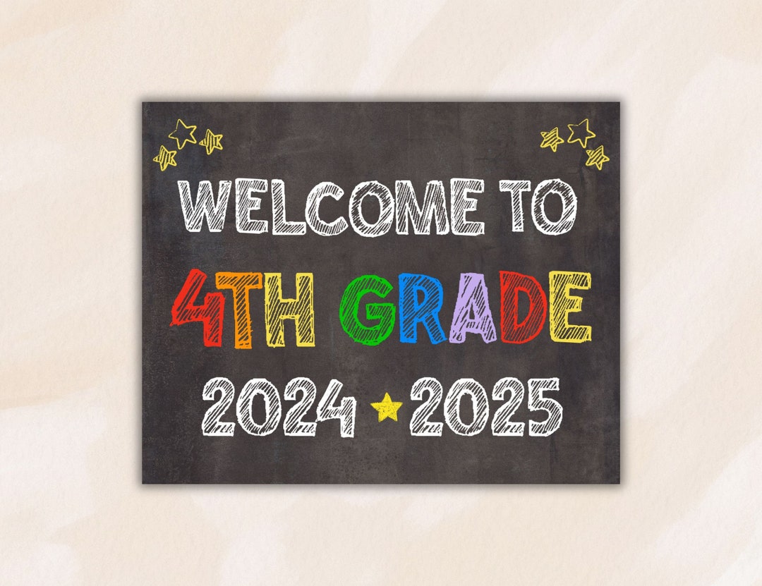 Printable Welcome to Fourth Grade Sign Chalkboard Classroom Sign Fourth ...