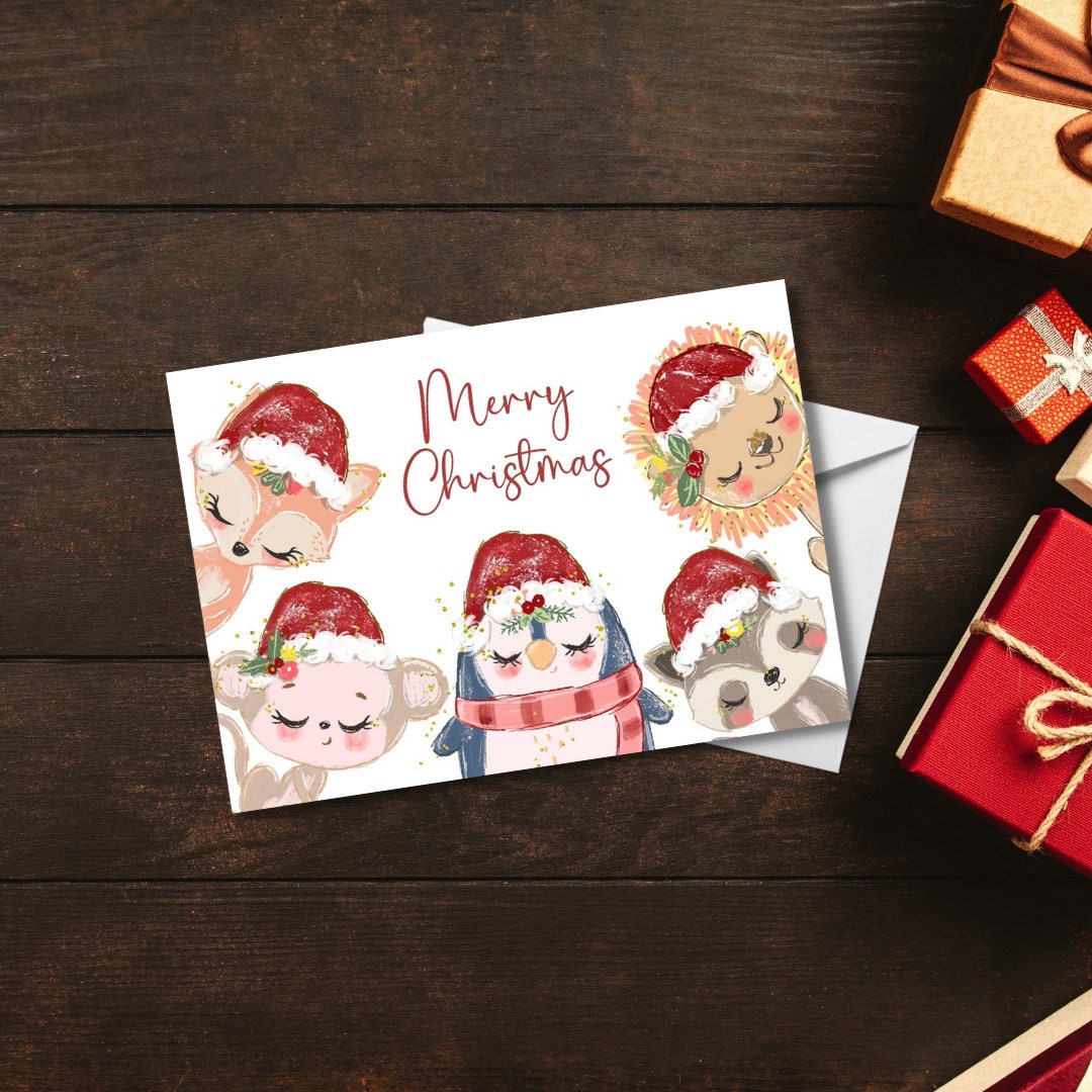 Printable Merry Christmas Card Instant Download Cute Christmas Card ...
