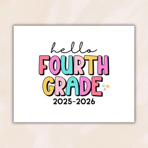Printable First Day of Fourth Grade 2025 Sign Fourth Grade Sign Hello ...
