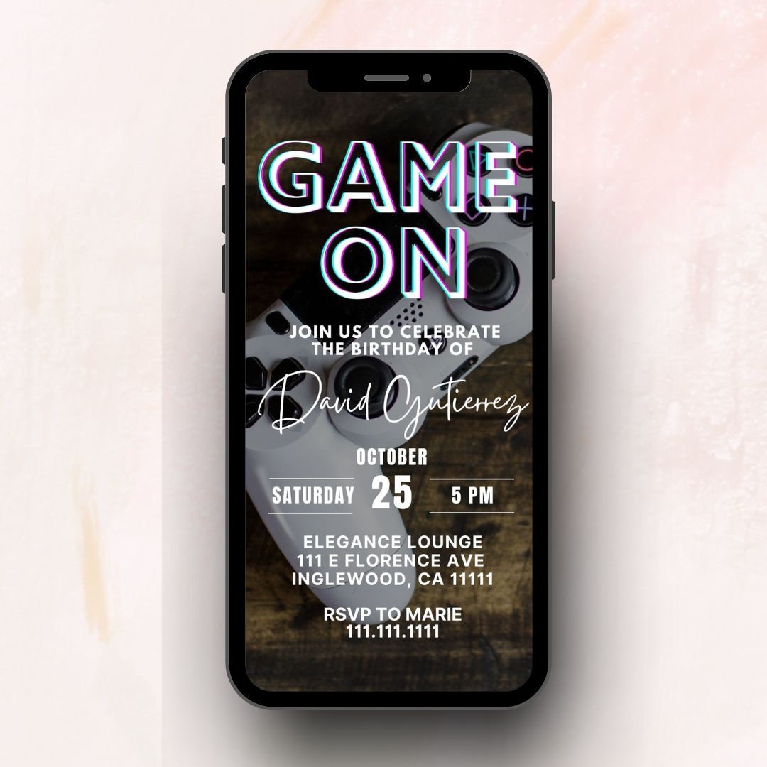Video Game Birthday Party Digital Invitation | Editable Canva Template ...