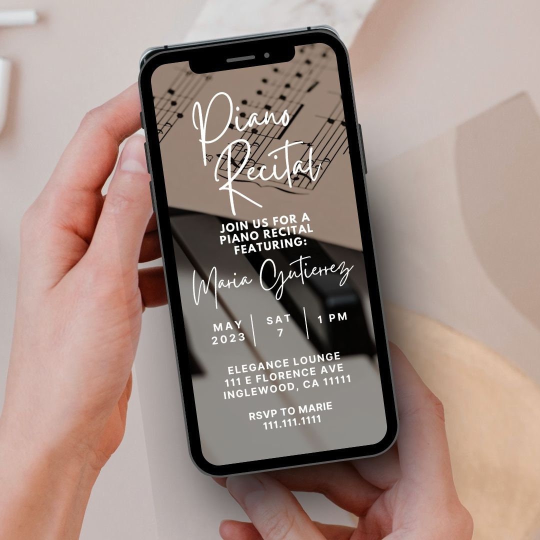 Piano Recital Digital Invitation Canva Editable Template Music Recital ...