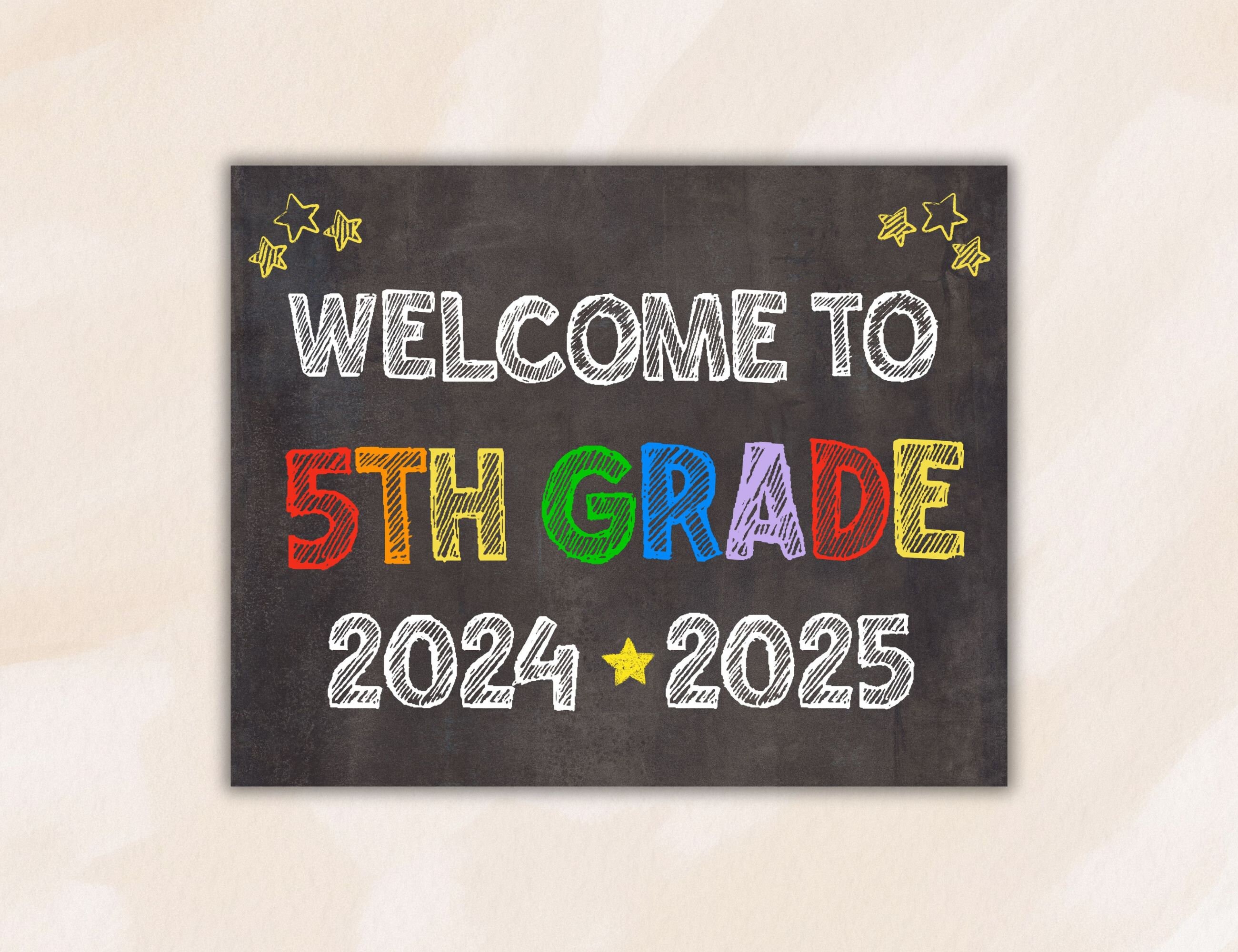 Printable Welcome to Fifth Grade Sign Chalkboard Classroom Sign Fifth ...