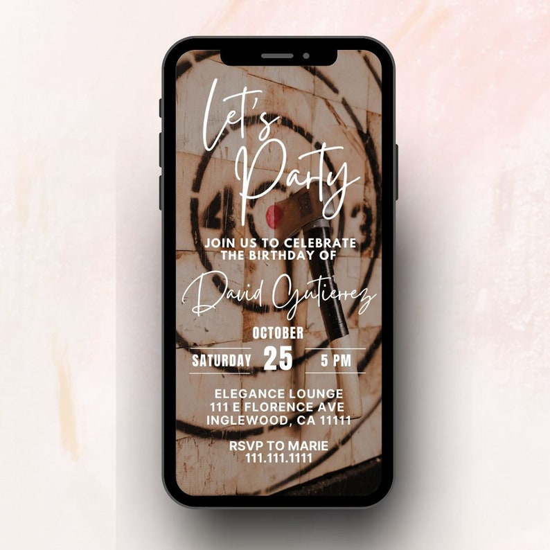 Axe Throwing Birthday Party Digital Invitation | Editable Canva ...