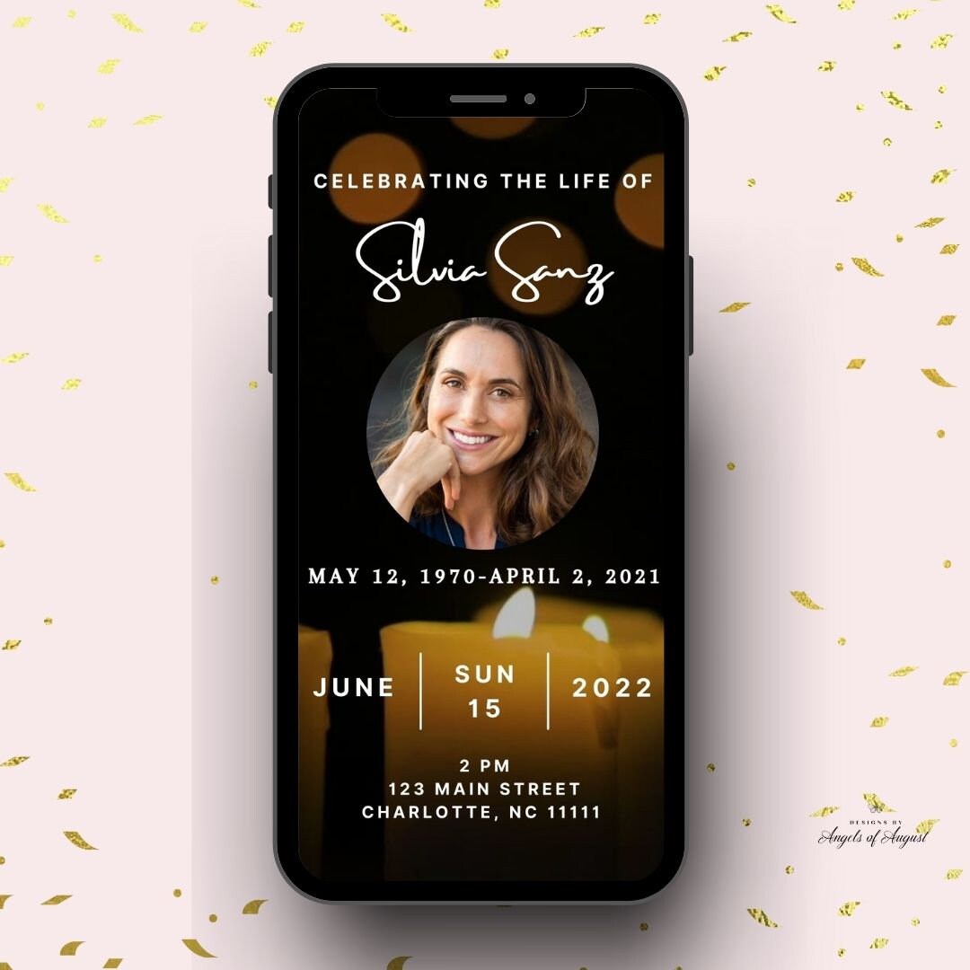 Memorial Invite Electronic Celebration of Life Announcement Funeral ...