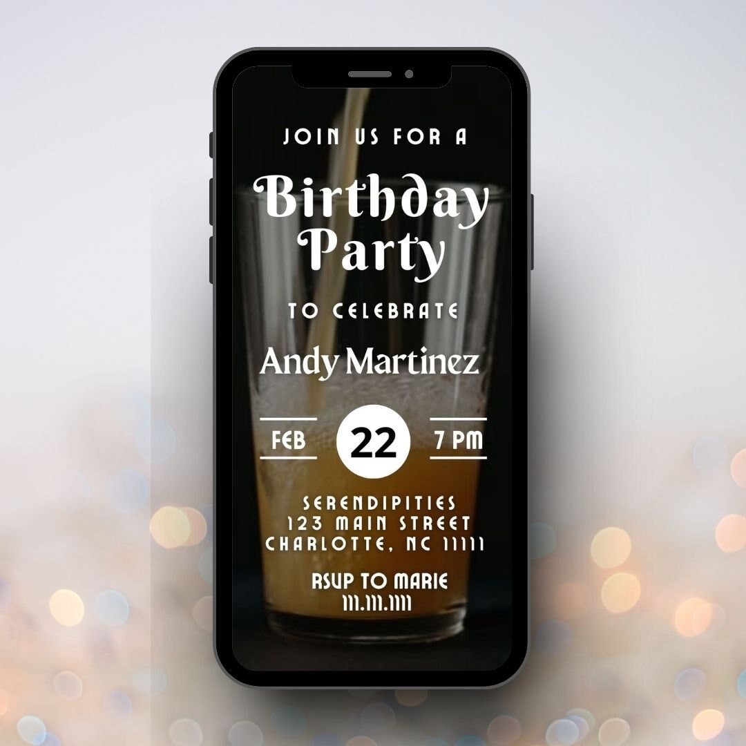Beer Birthday Video Invitation Template | Editable Canva Template ...