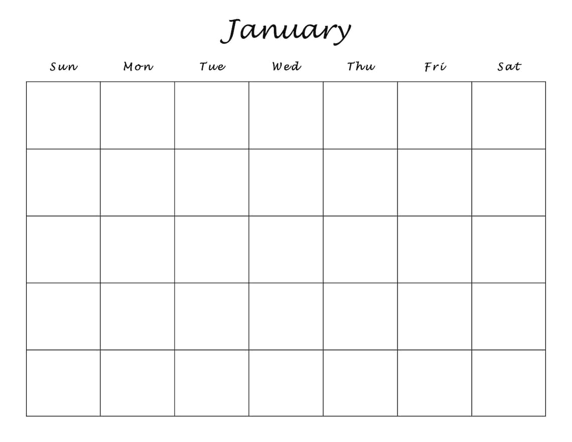 Printable Digital Download Minimalistic Blank Calendar | Modern, Simple ...