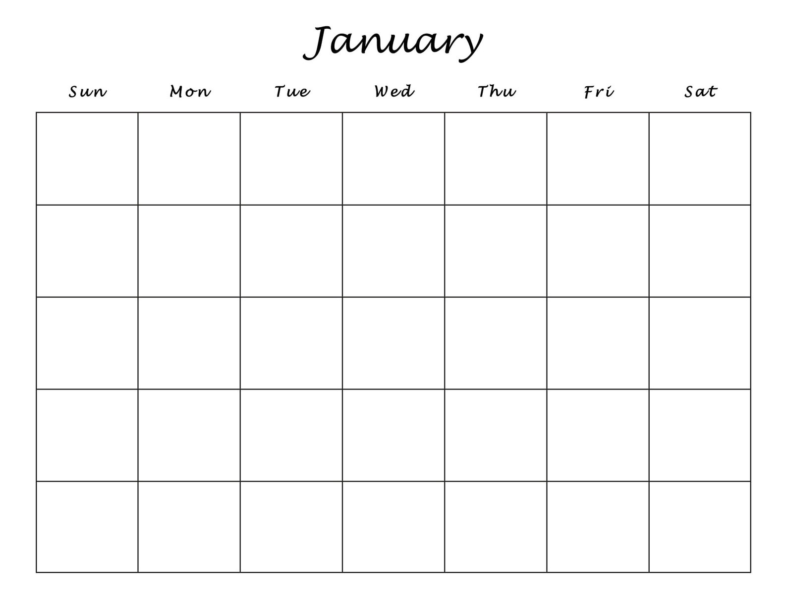 Printable Digital Download Minimalistic Blank Calendar | Modern, Simple ...