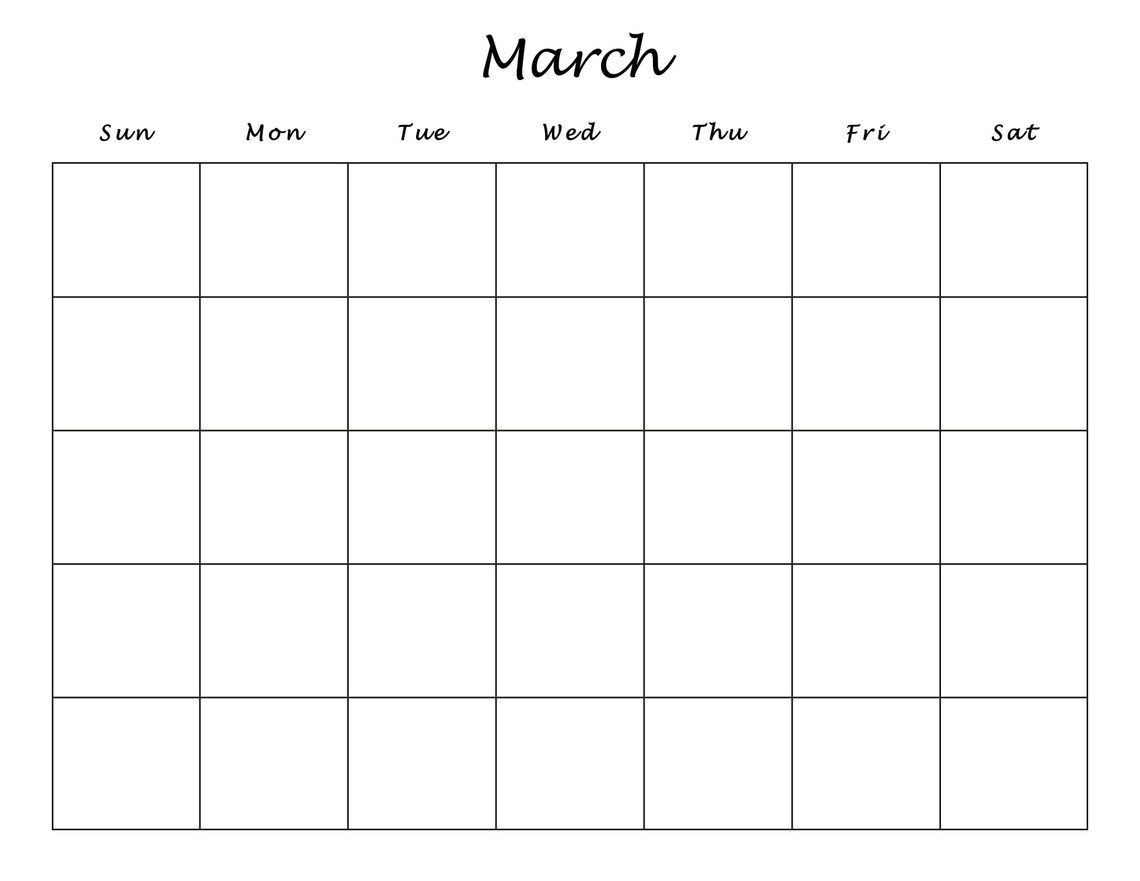 Printable Digital Download Minimalistic Blank Calendar | Modern, Simple ...