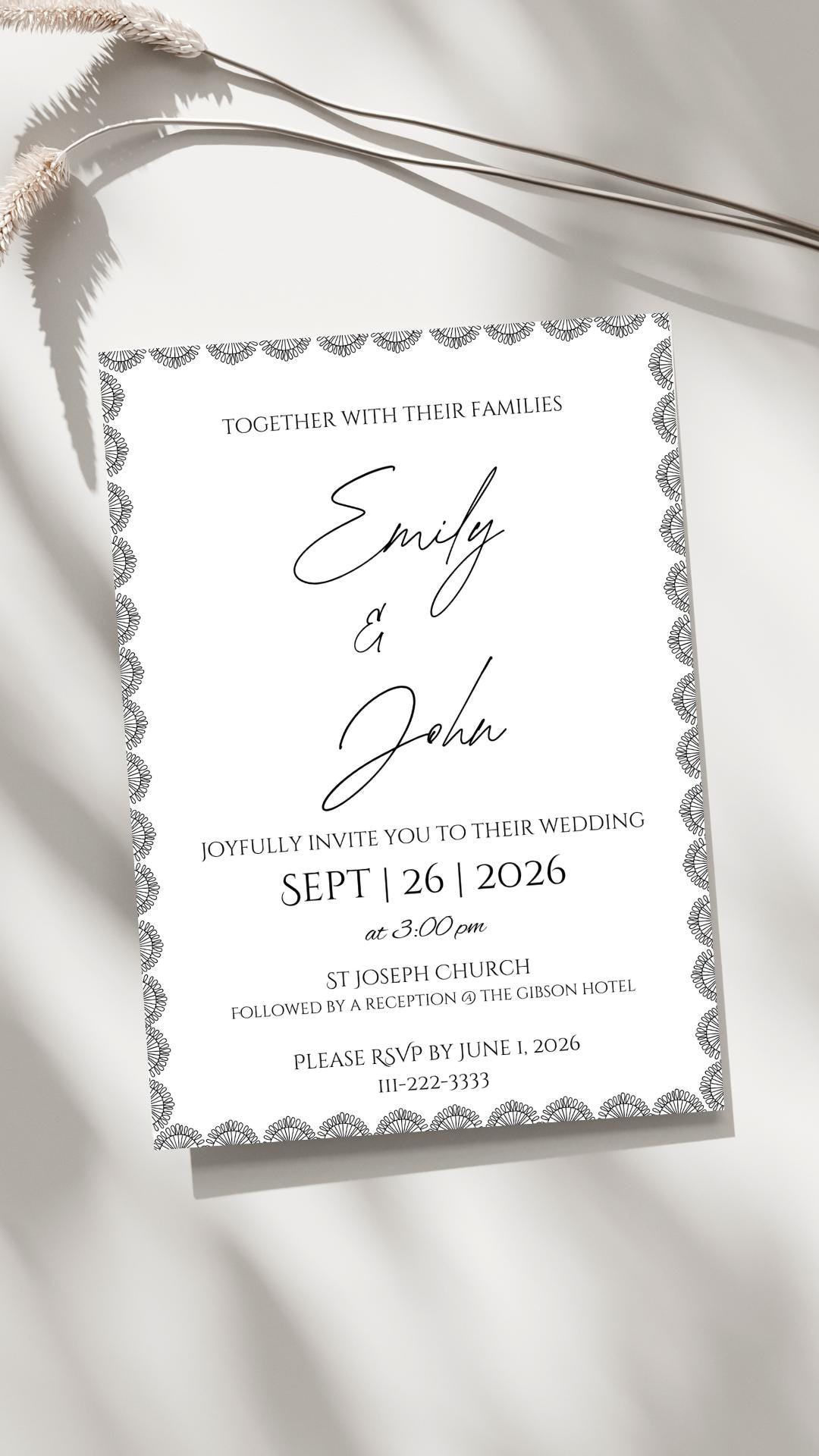 Modern Chic Wedding Invitation Printable Template Wedding Invite ...