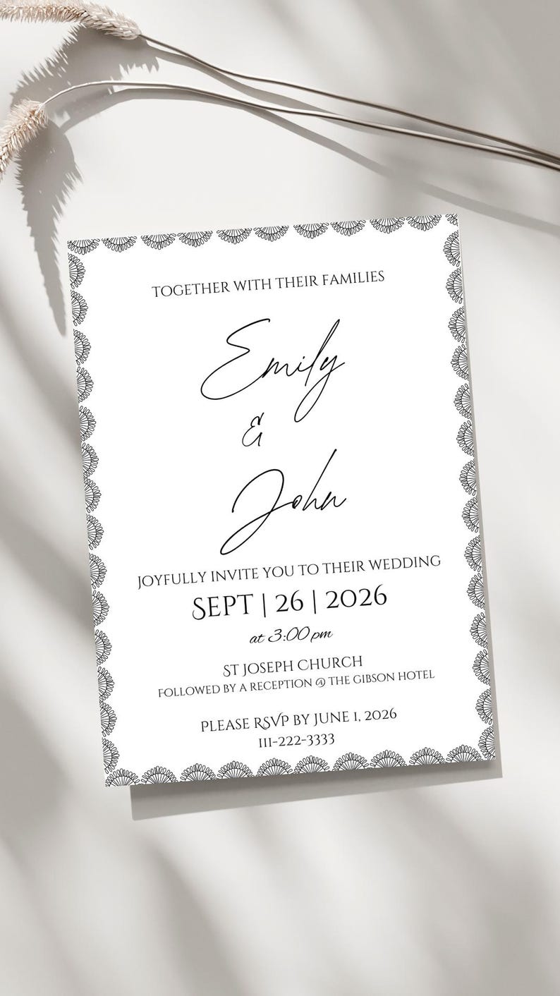 Modern Chic Wedding Invitation Printable Template Wedding Invite ...