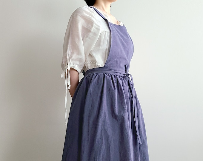 Pinafore Apron Dress, Vintage Style Cross Back Apron With Pockets, 3 ...