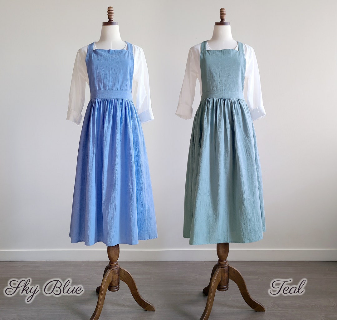 Pinafore Apron Dress, Vintage Style Cross Back Apron With Pockets ...