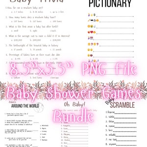 Pink Baby Shower Games Bundle| Girl Baby Shower| Baby Shower Activities ...
