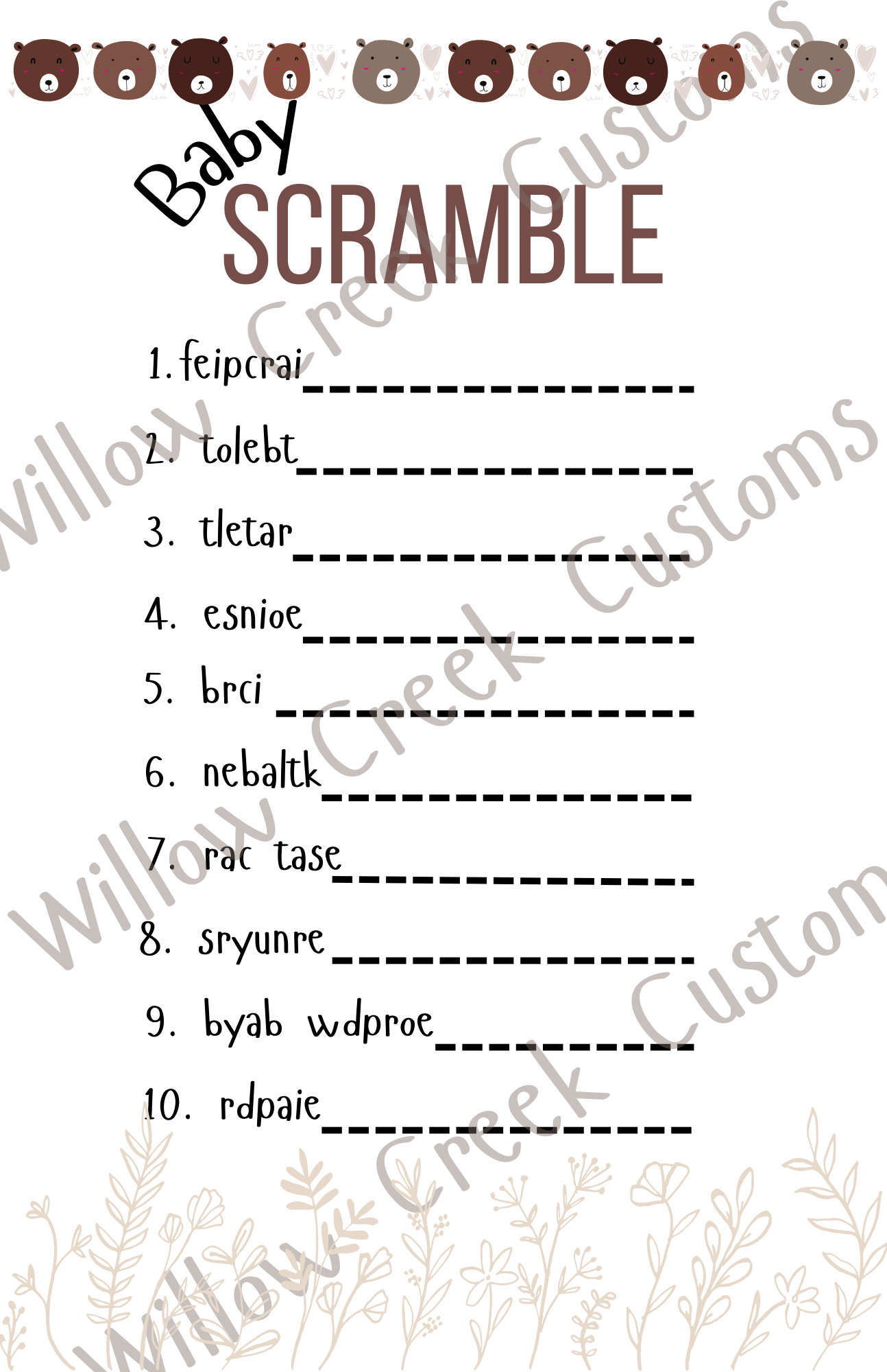 Gender Neutral Baby Shower Games Bundle Baby Shower Games Woodland ...