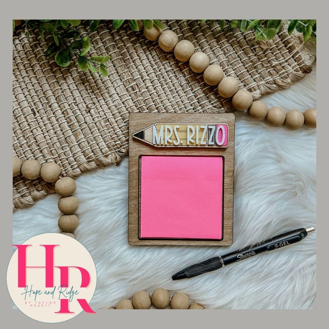 Sticky Note Holder - Teacher - Office - Back to School - Gift - Wood ...