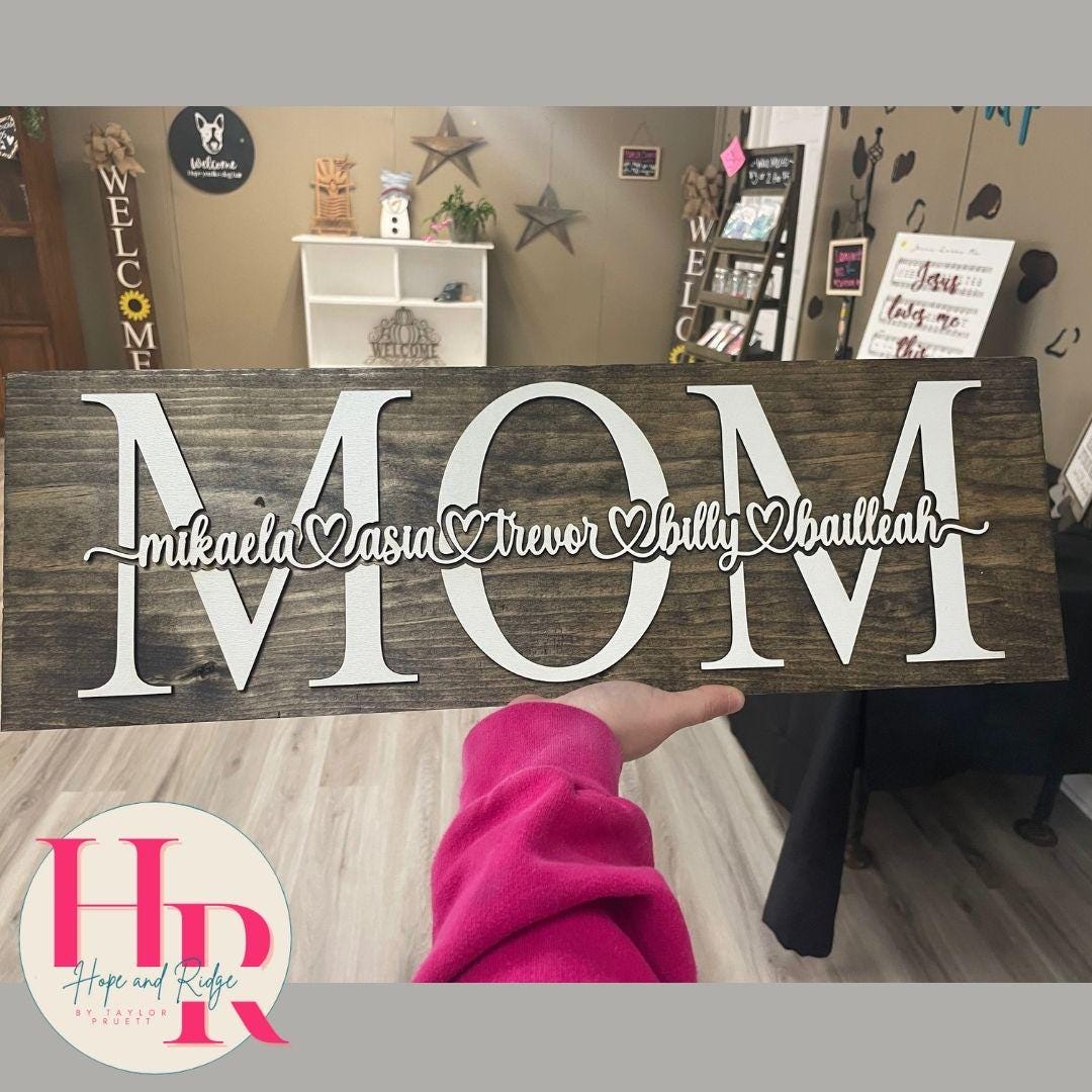 Personalized Mom Sign - Names - Gifts for Mom - Mothers Day - Custom ...