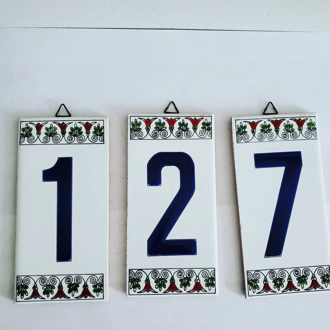 Vintage Hand Painted Ceramic Tile House Address Numbers LOT - Etsy