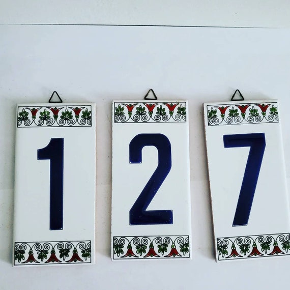 Vintage Hand Painted Ceramic Tile House Address Numbers LOT - Etsy