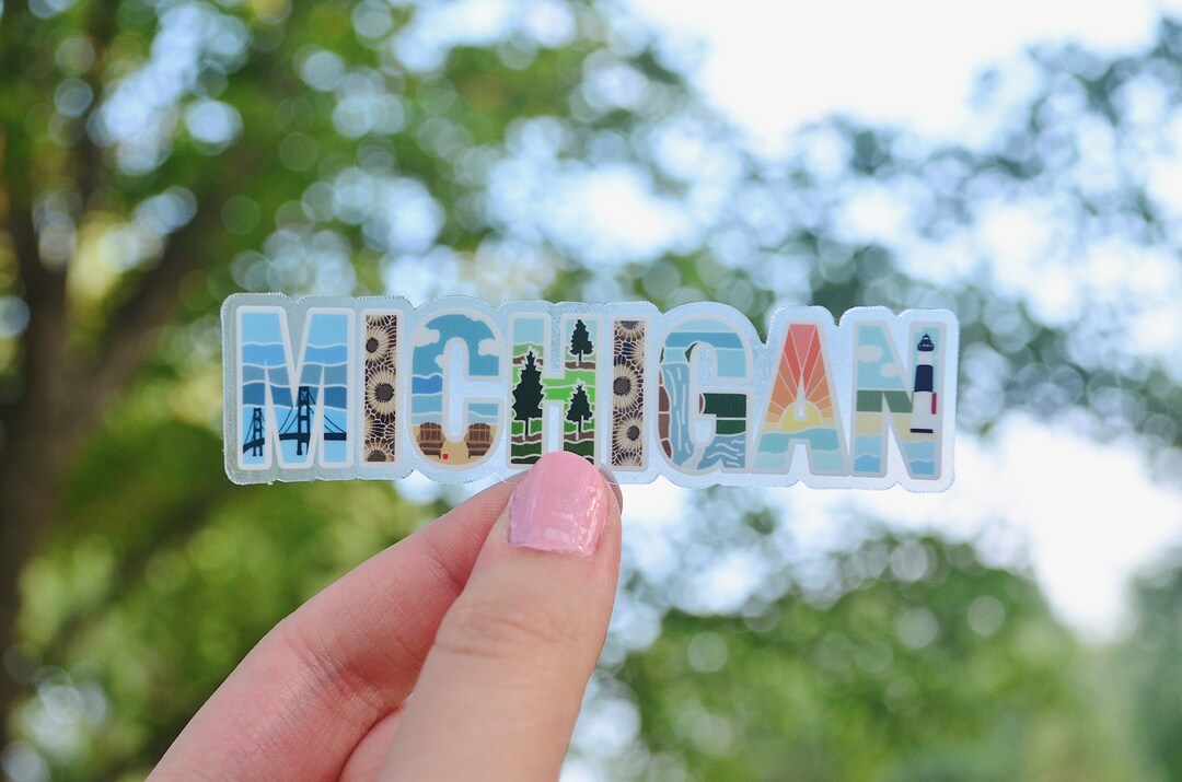CLEAR Michigan Sticker, Vinyl Sticker, Michigan Sticker, Car Sticker ...