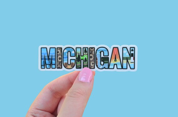 Michigan Sticker Vinyl Sticker Michigan Sticker | Etsy