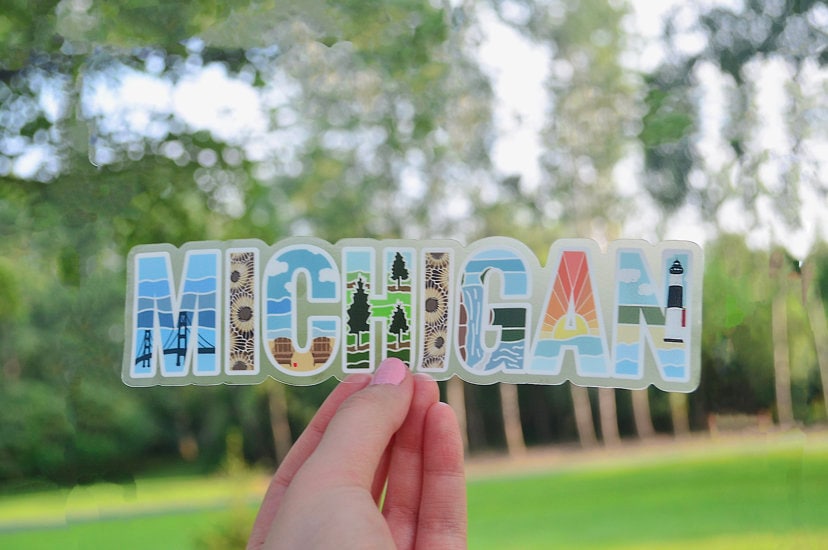 CLEAR Michigan Sticker Vinyl Sticker Michigan Sticker Car - Etsy