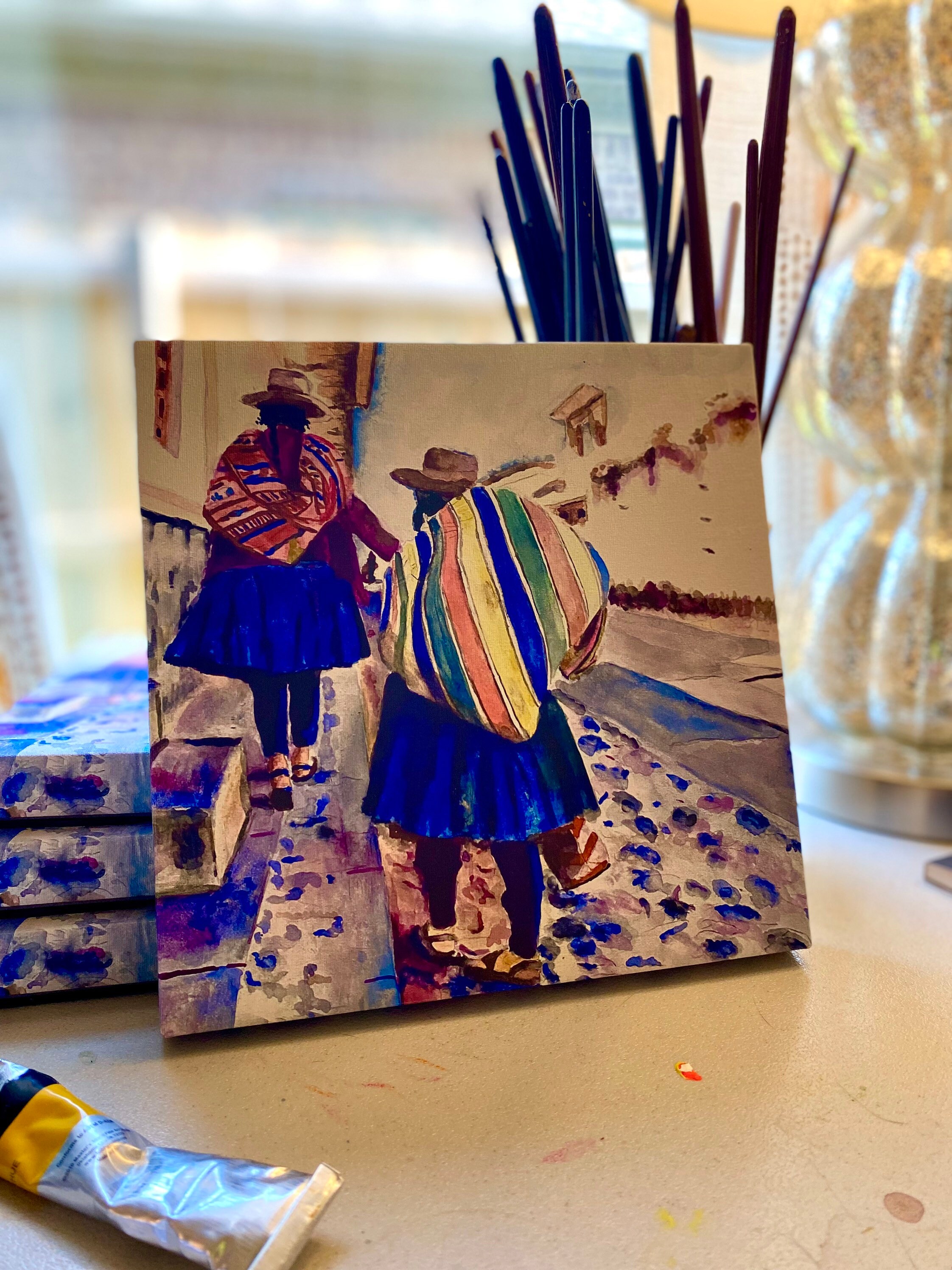 Peruvian Women Watercolor Canvas Print / Peru Wall Art / Home Decor ...