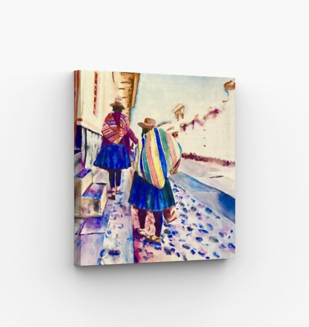 Peruvian Women Watercolor Canvas Print / Peru Wall Art / Home Decor ...