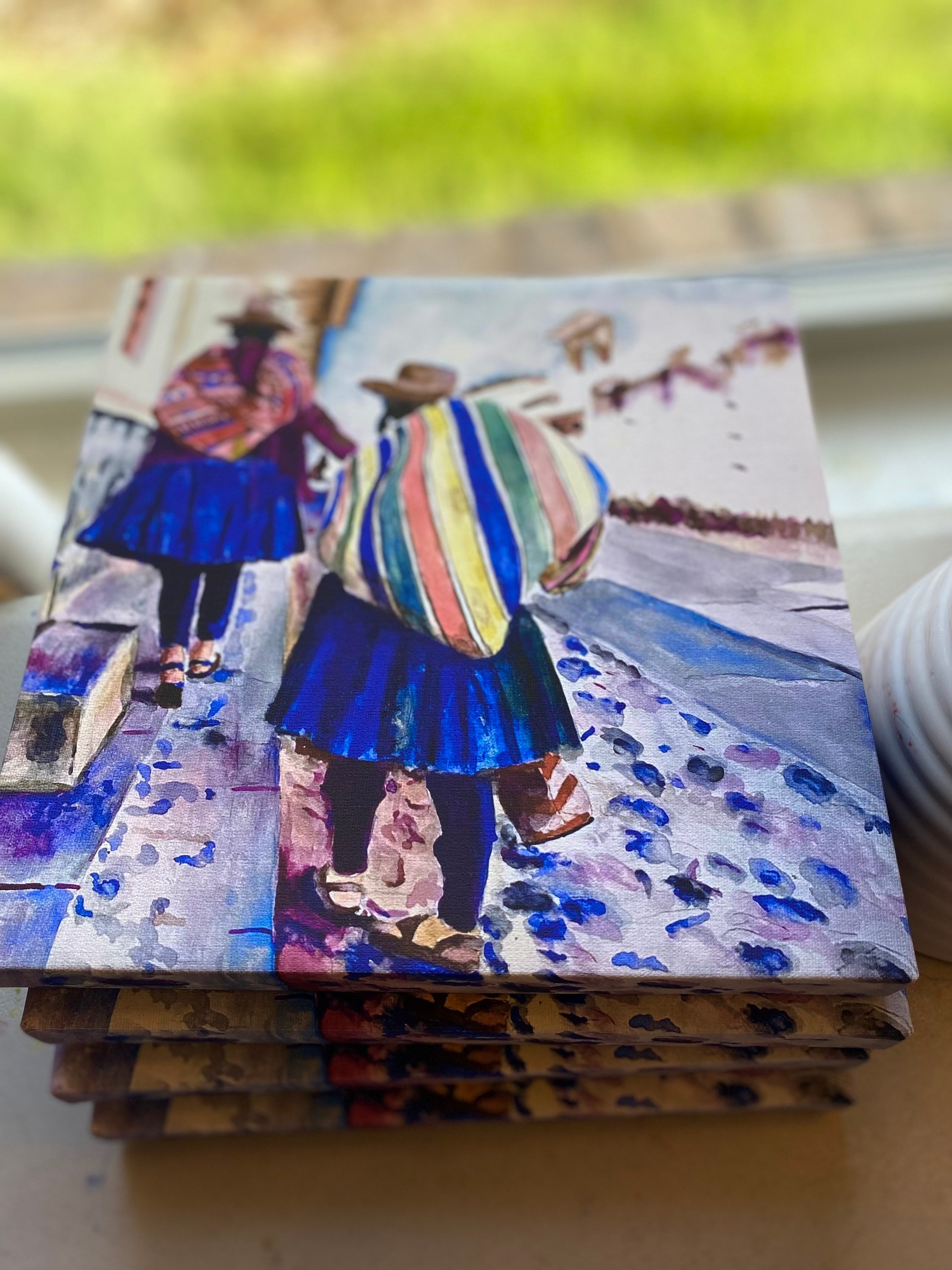 Peruvian Women Watercolor Canvas Print / Peru Wall Art / Home Decor ...