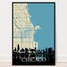 Chicago Wall Art | City Map Print With Chicago Skyline | Blue and Black ...