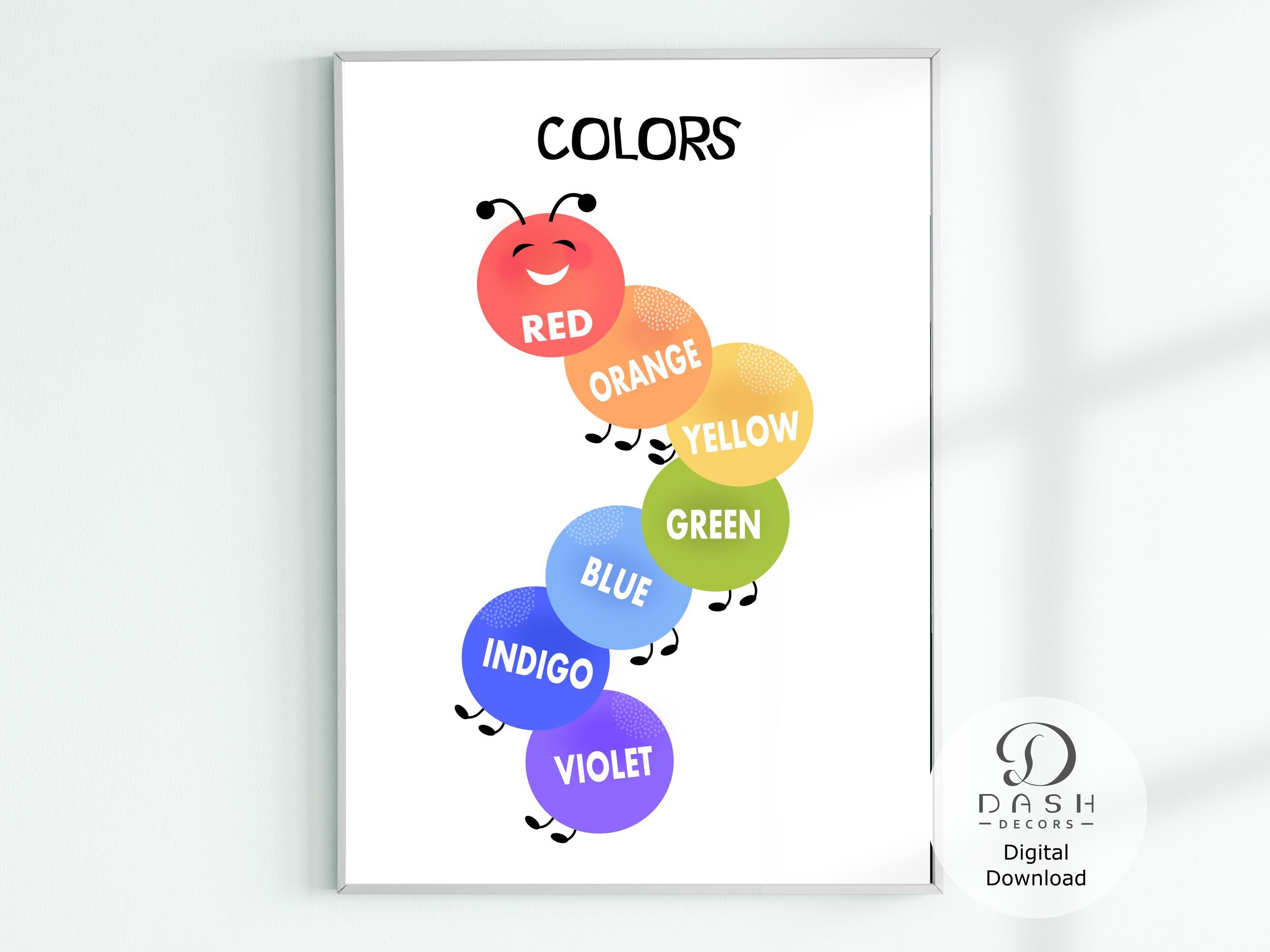 Learning Printable Color Chart & Poster for Pre K Learning Montessori ...
