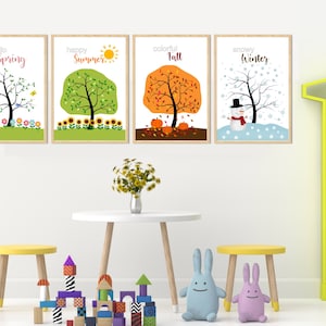 4 Season Wall Art, Poster & Print - Set of 4 - Four Season Trees ...