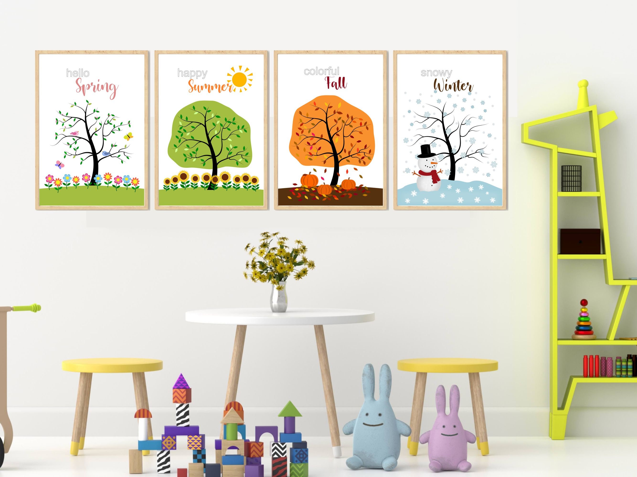 4 Season Wall Art, Poster & Print Set of 4 Four Season Trees Printable ...