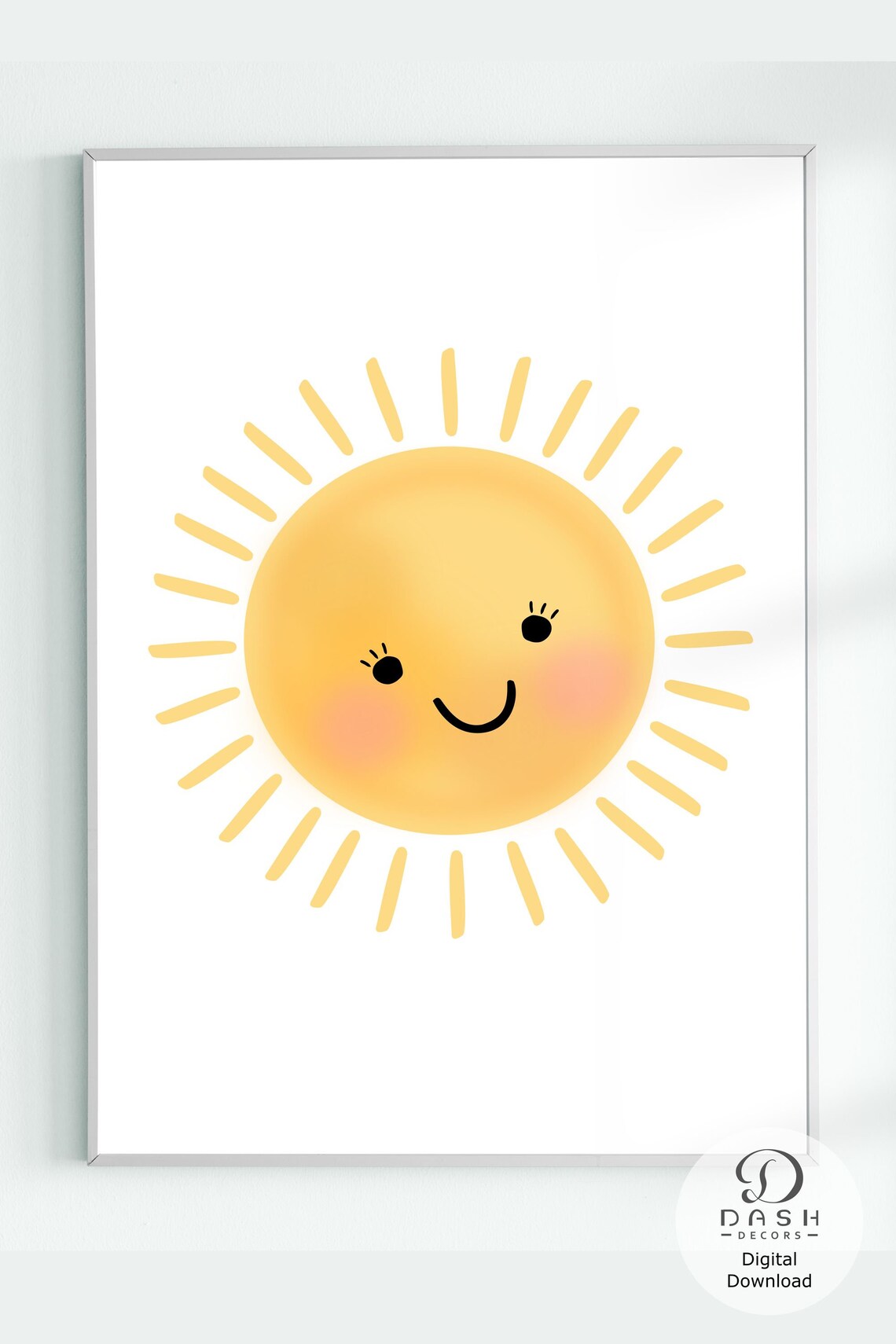 Yellow Sun Art Poster for Nursery Printable Sun Print Wall - Etsy