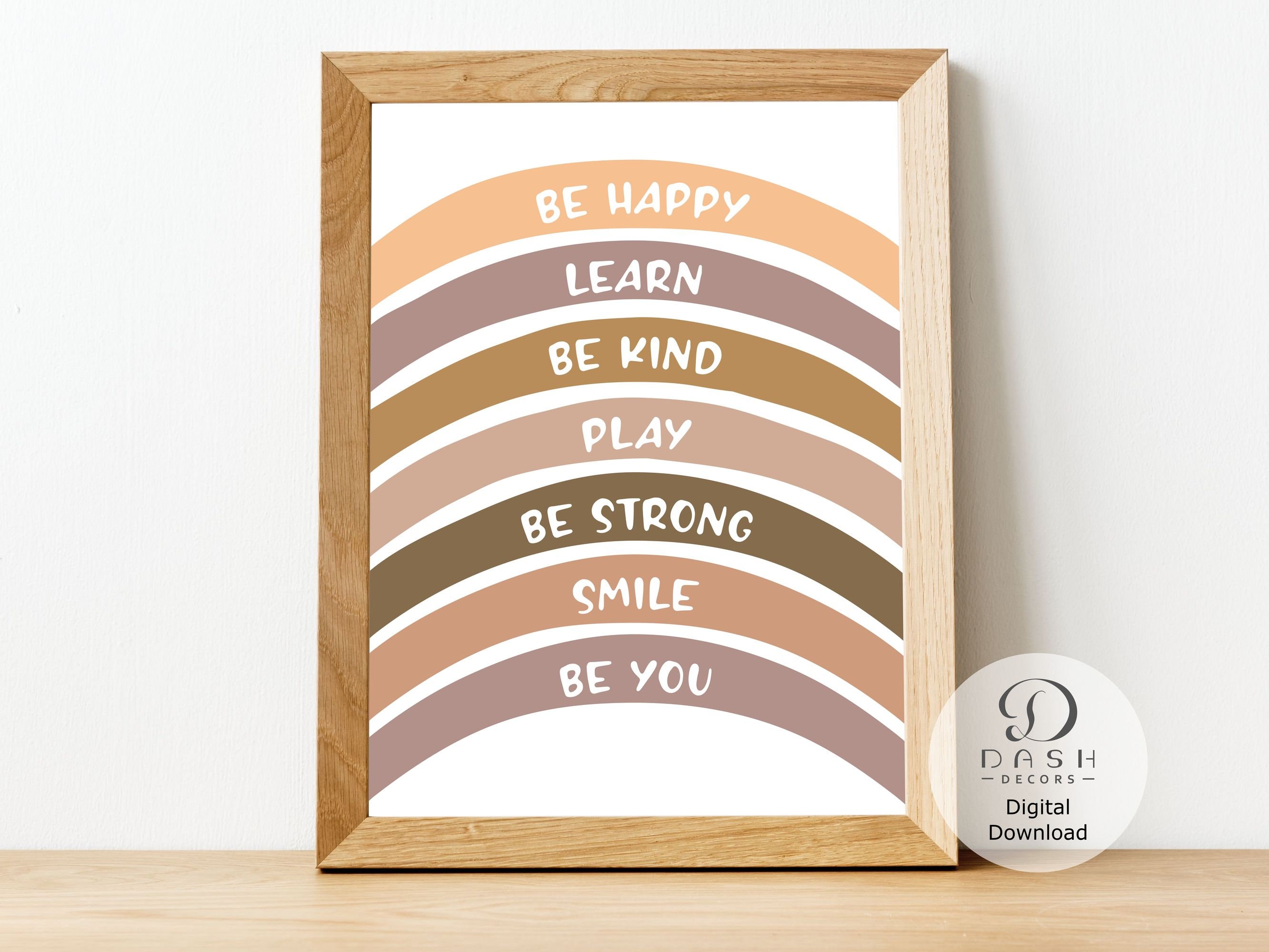 Boho Rainbow Daily Affirmation Wall Art for Kid's Room, Playroom ...