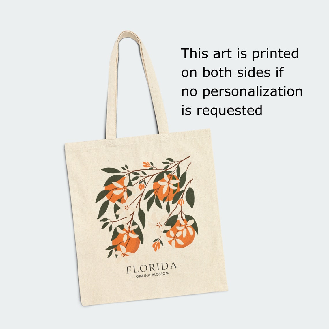 Florida Orange Blossom Cotton Canvas Tote Bag 15 X 16 Florida State ...