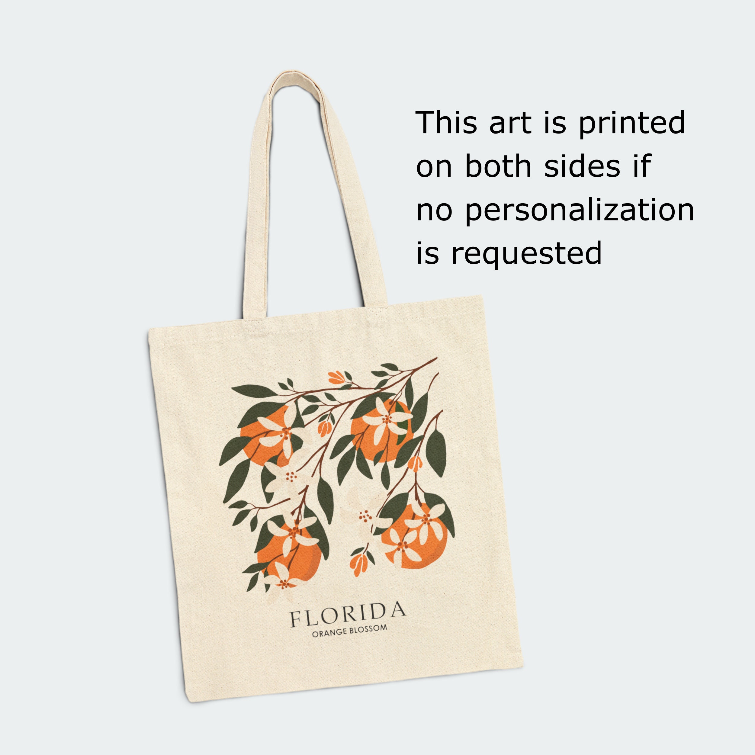 Florida Orange Blossom Cotton Canvas Tote Bag 15 X 16 Florida State ...
