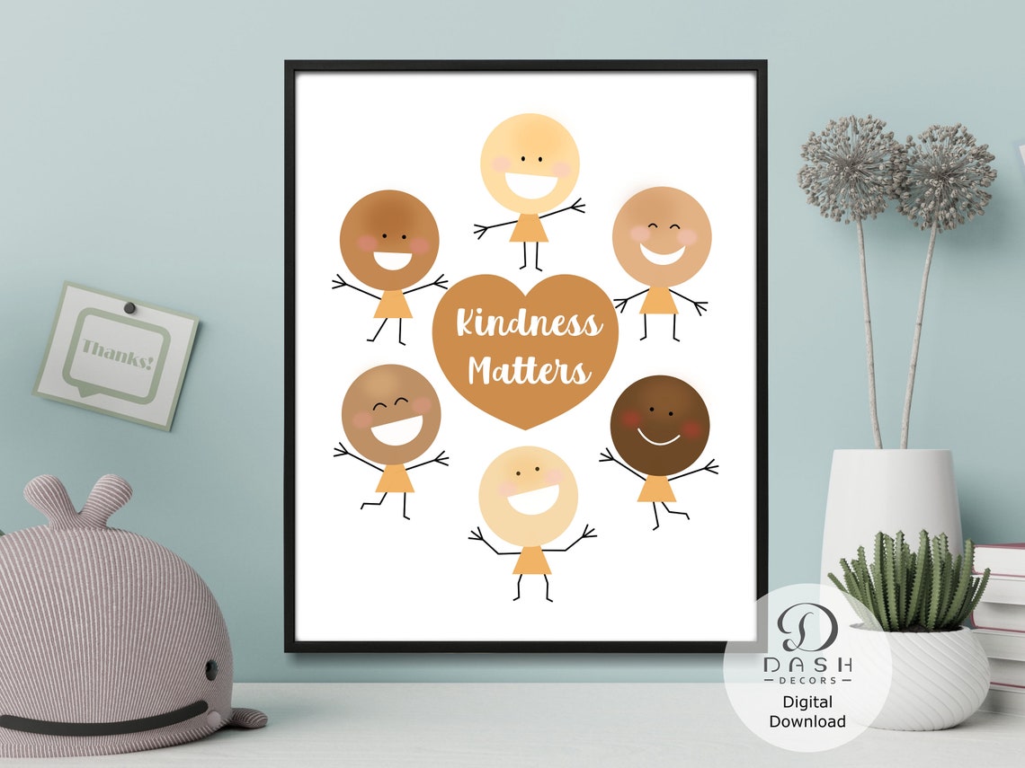 Kindness Matters Poster Sign & Wall Art for Kids Kindness - Etsy