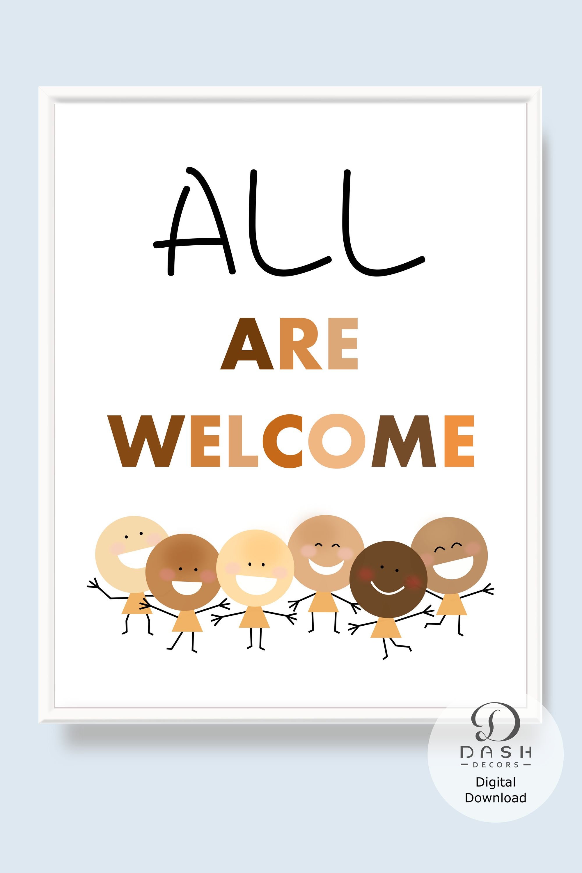 All Are Welcome Here Sign for Classroom & Preschool All Are - Etsy