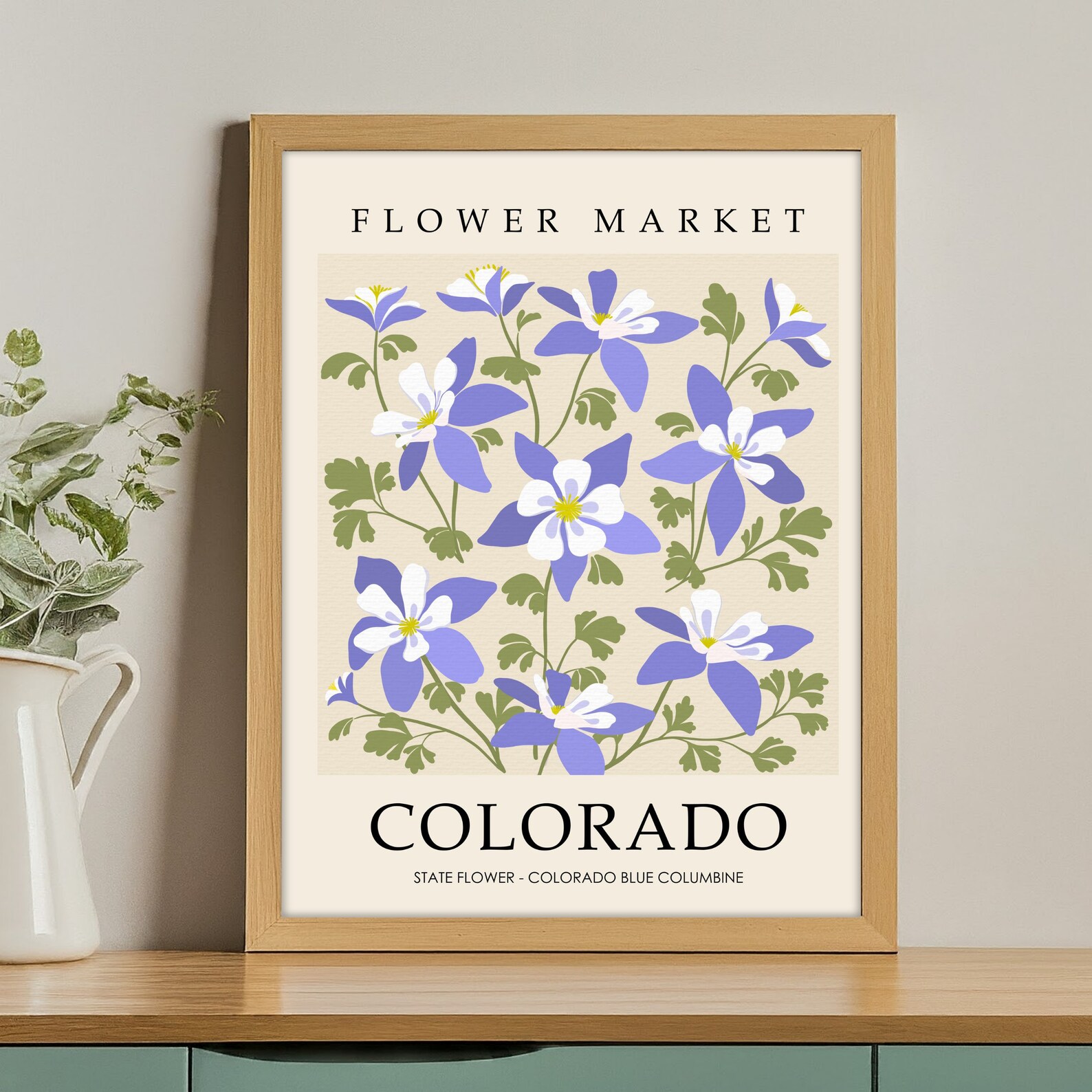 Colorado Blue Columbine Flower Market Print | Personalized State Flower ...